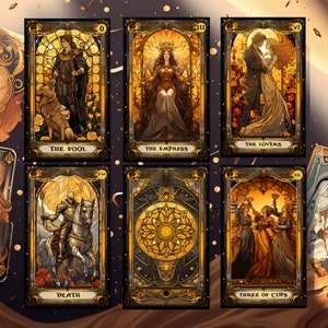 Complete Tarot Carding Stained Glass Golden Edition Set Inspired Rider ...