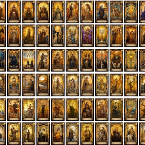 Complete Tarot Carding Stained Glass Golden Edition Set Inspired Rider ...
