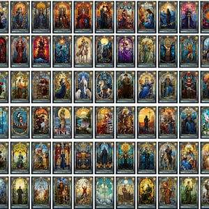 Complete Tarot Carding Stained Glass Set Inspired Rider Waite Smith ...