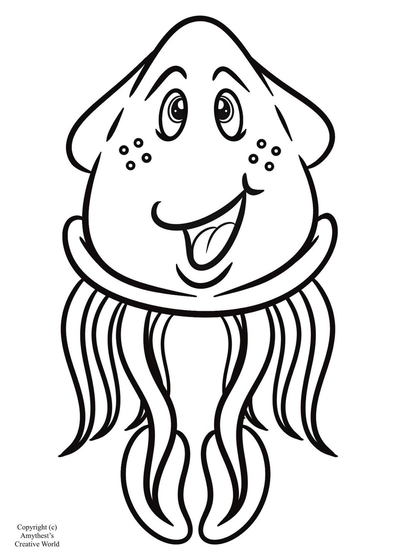 Stu the Squid Coloring Page - Etsy