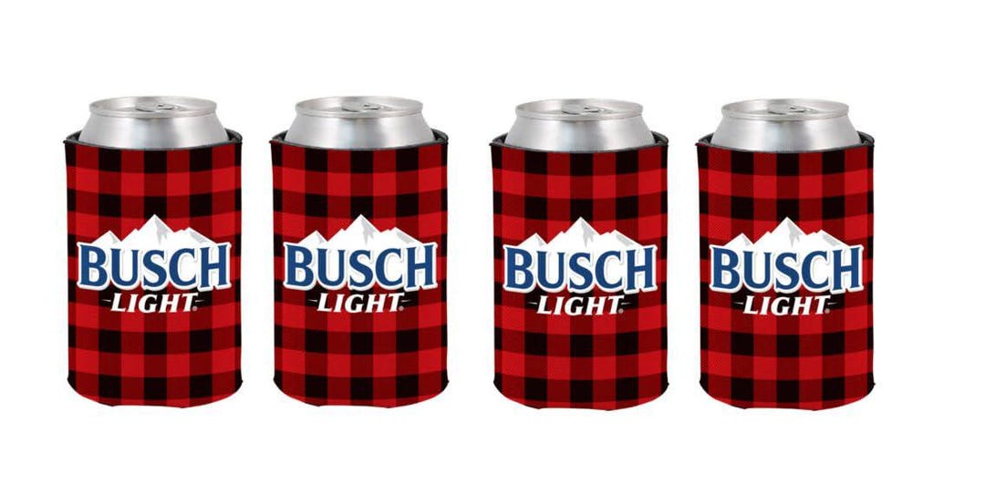 Busch Light Buffalo Plaid Can Coolers, Red and Black Checkered Pattern ...