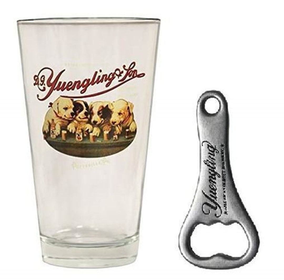 Yuengling Brewery Dogs Traditional Beer Pint Glass & Bottle Opener Set ...