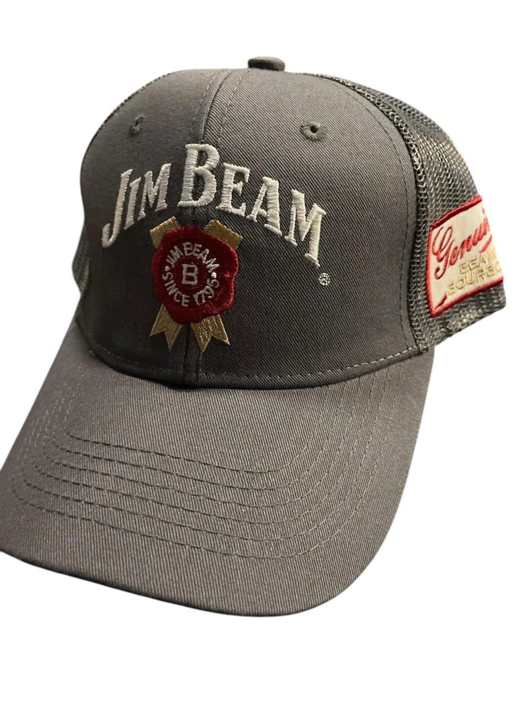 Jim Beam Mesh Trucker Hat, Gray Baseball Cap With Embroidered Logo ...