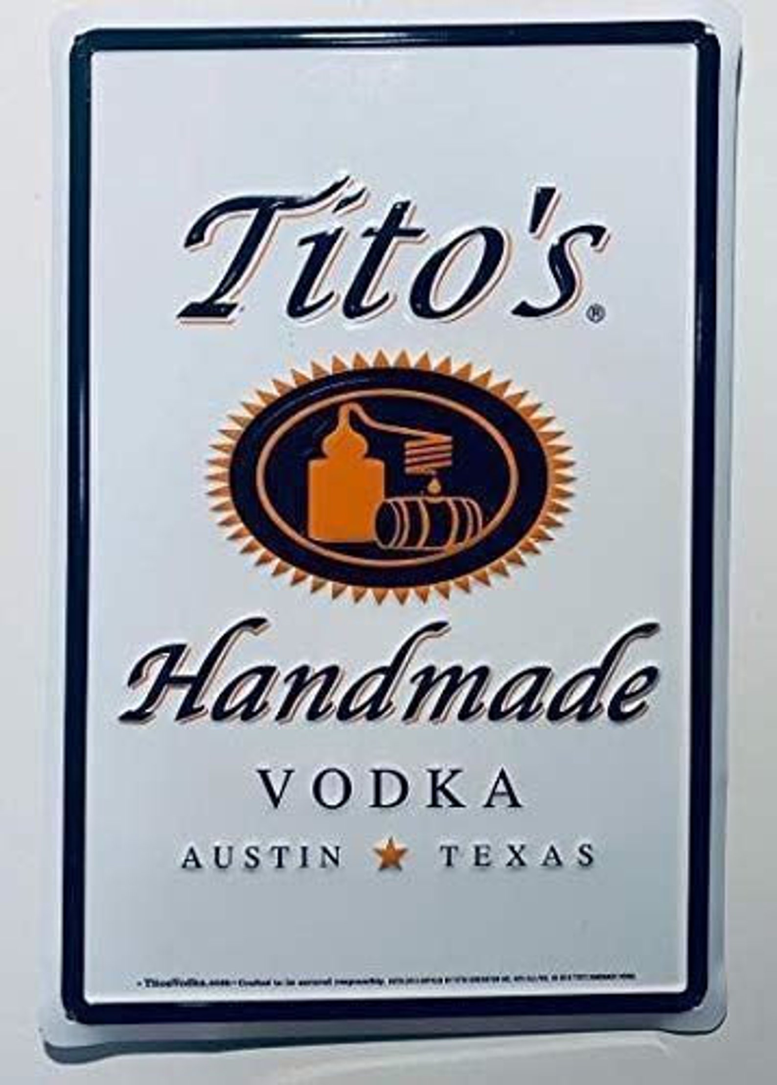 Tito's Handmade Vodka White Tin Tacker Sign | Austin Texas | 12" X 8 ...
