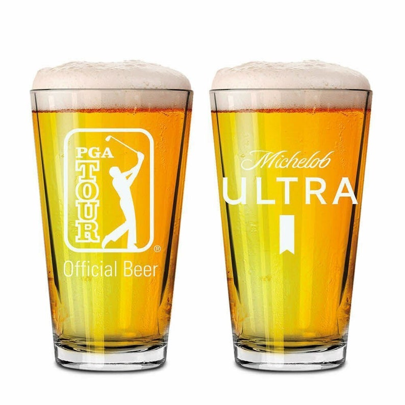 Michelob Ultra PGA Golf Pint Glass Set - New - Set of 2 - Etsy
