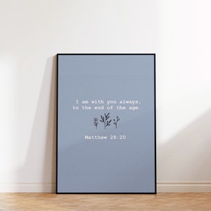 Minimalist Christian Wall Art, Matthew 28 20 Scripture Bible Verse ...