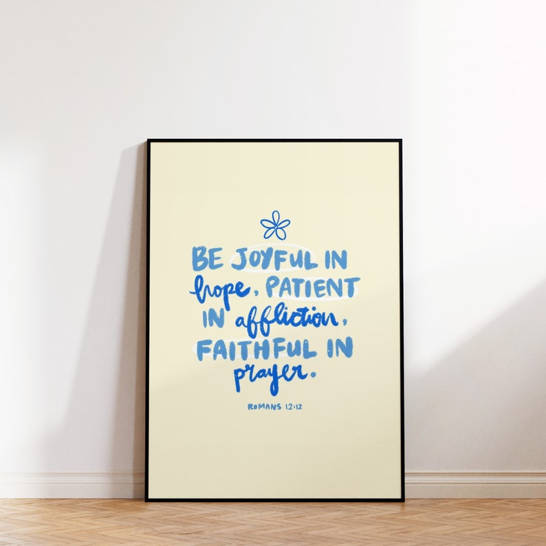 Romans 12 12 Bible Verse Wall Art Modern Christian Print Scripture Wall ...