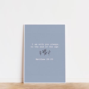 Minimalist Christian Wall Art, Matthew 28 20 Scripture Bible Verse ...