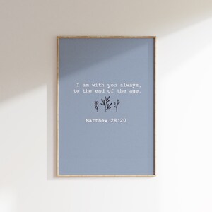 Minimalist Christian Wall Art, Matthew 28 20 Scripture Bible Verse ...