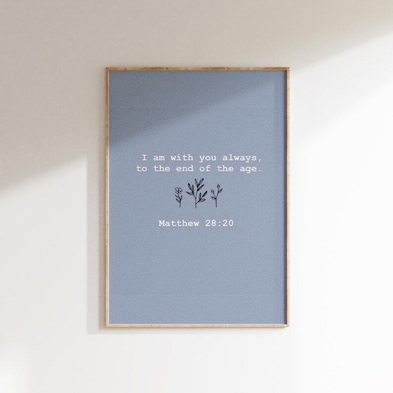 Minimalist Christian Wall Art, Matthew 28 20 Scripture Bible Verse ...