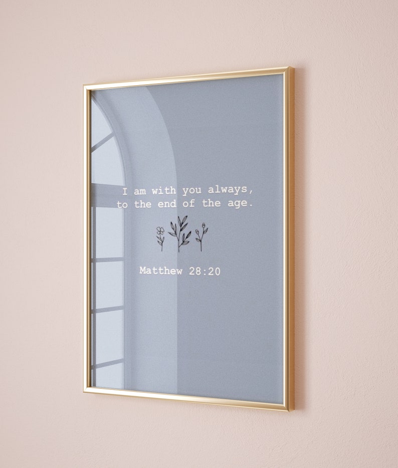 Minimalist Christian Wall Art, Matthew 28 20 Scripture Bible Verse ...