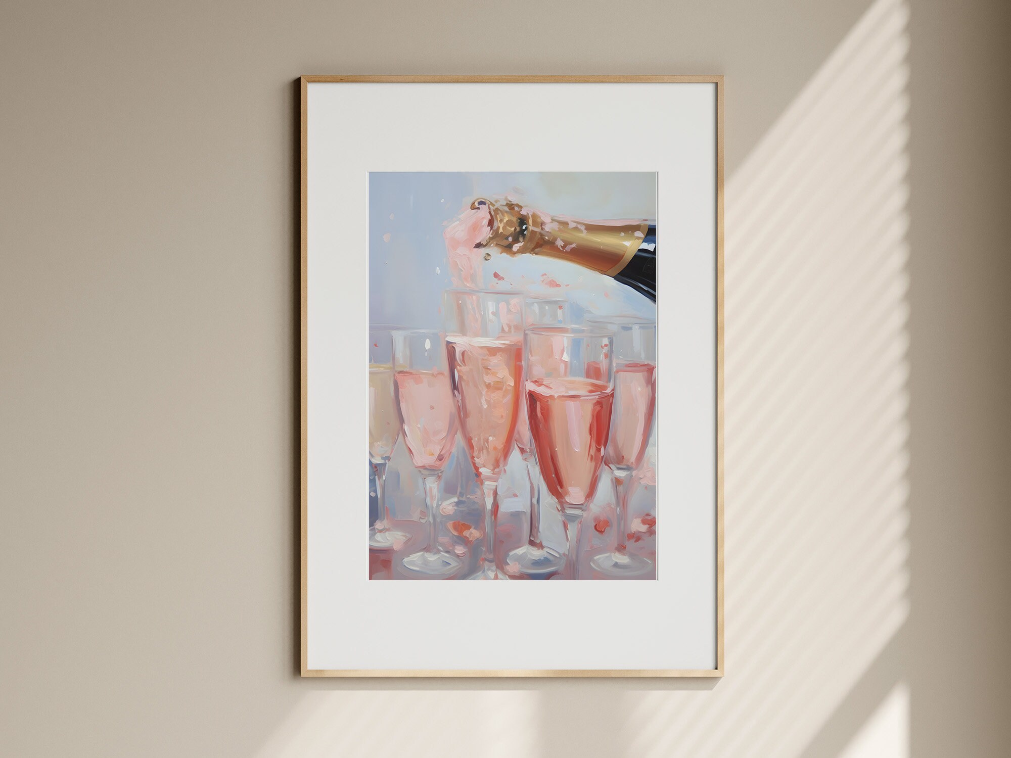 Pink Champagne Wall Art, Bar Cart Art, Trendy Preppy Wall Art, Girly ...