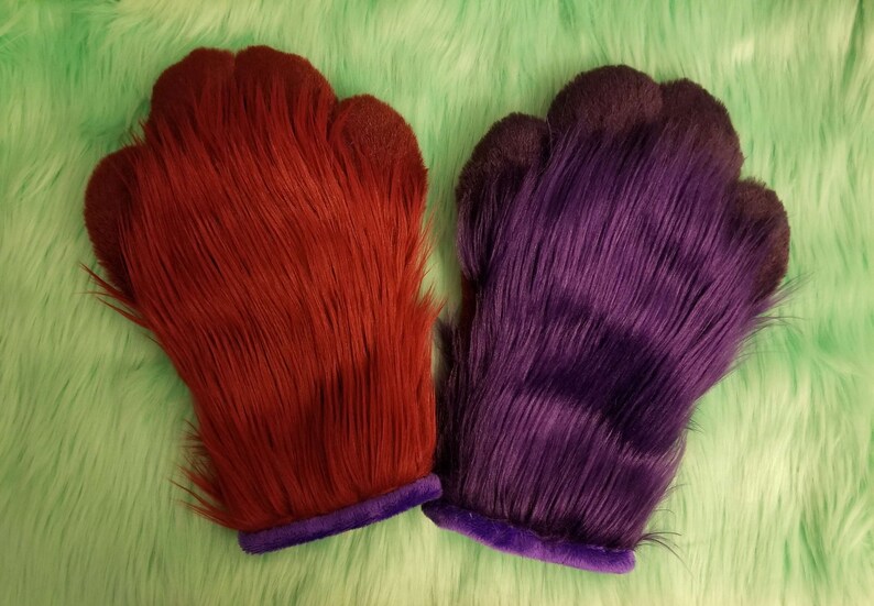 Red and Purple Cat Tail, Raccoon Tail and Paws - Etsy