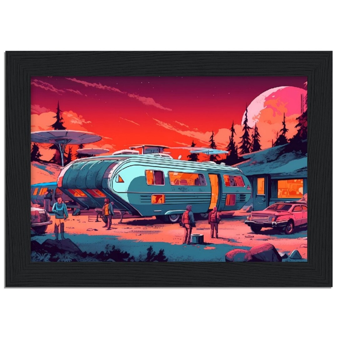 Psychadelic Sci-fi Art rv Park // Premium Matte Paper Wooden Framed ...