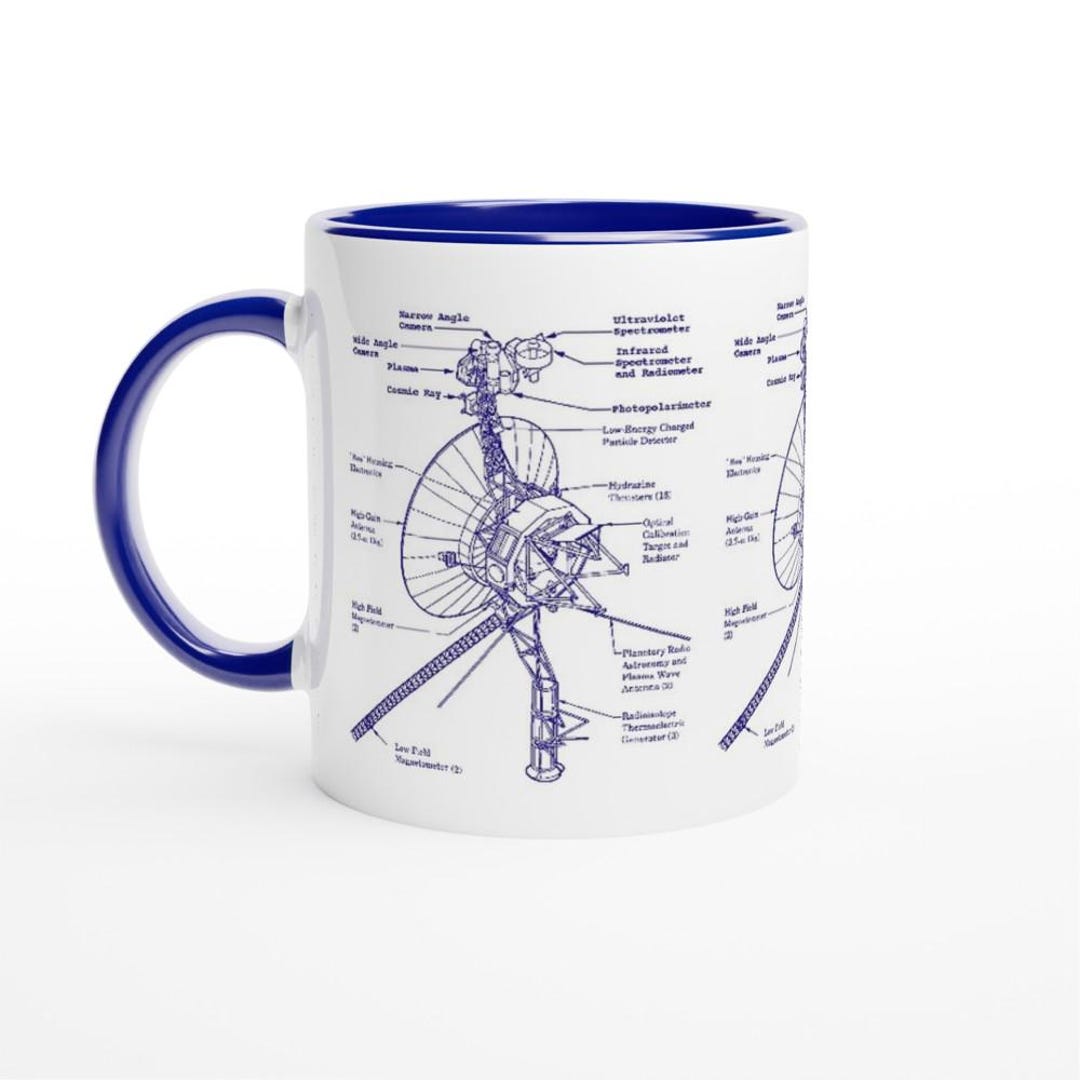 Voyager Space Probe Schematic - Ceramic Mug Blue - Voyager Blueprint ...