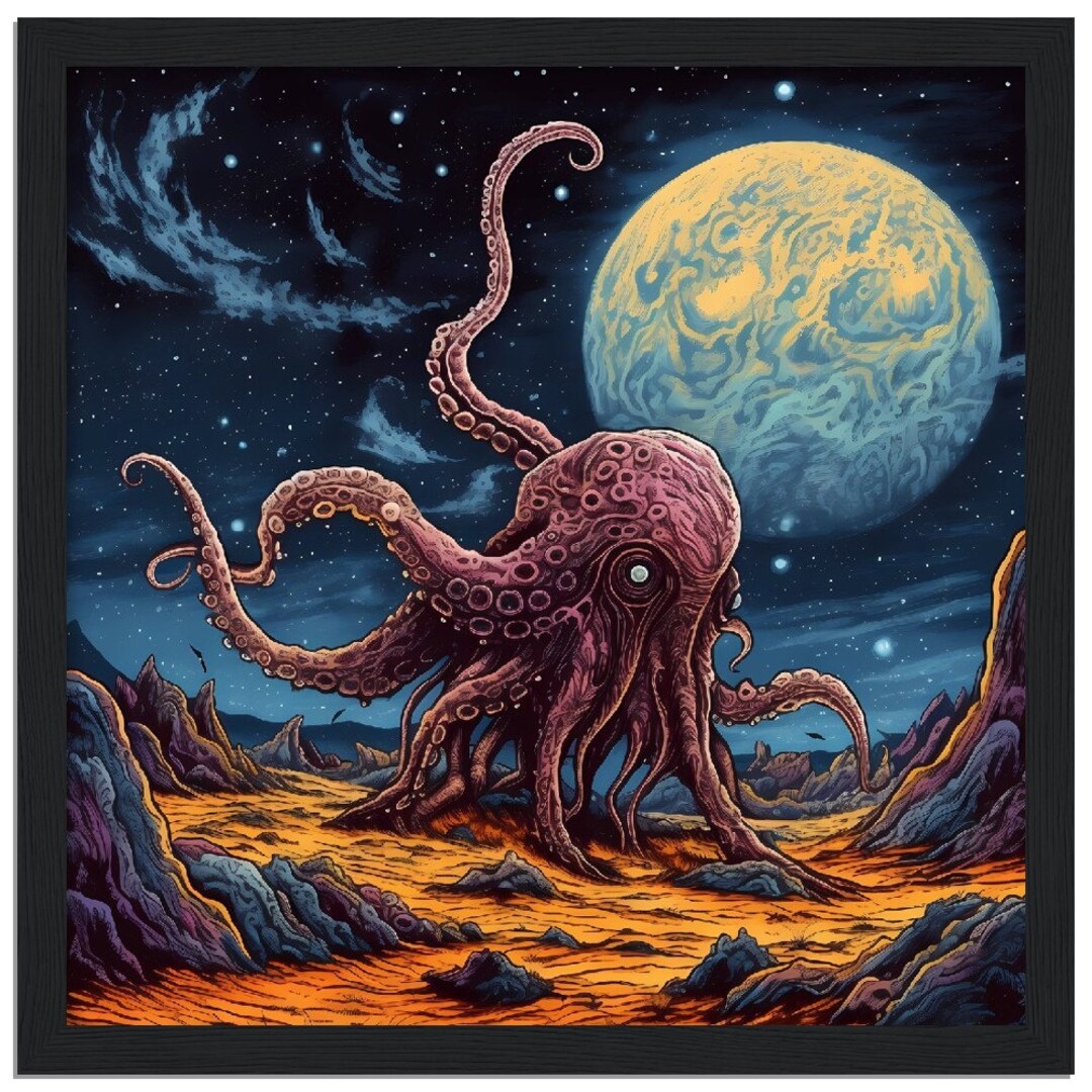 Psychadelic Sci-fi Art cthulu Art Print // Premium Matte Paper Wooden ...