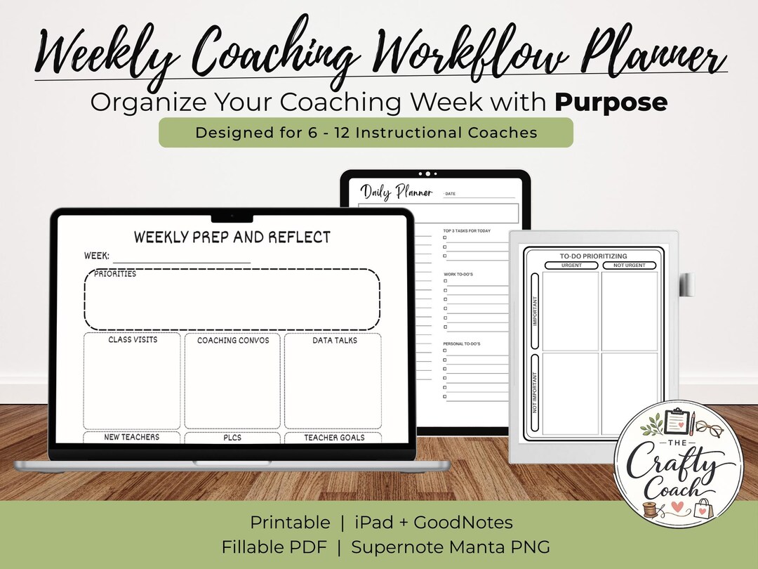 Weekly Coaching Workflow Planner | Productivity & Goal Tracker - Etsy