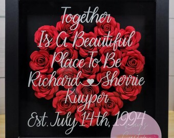 Personalized Paper Heart Flower Shadow Box - Etsy