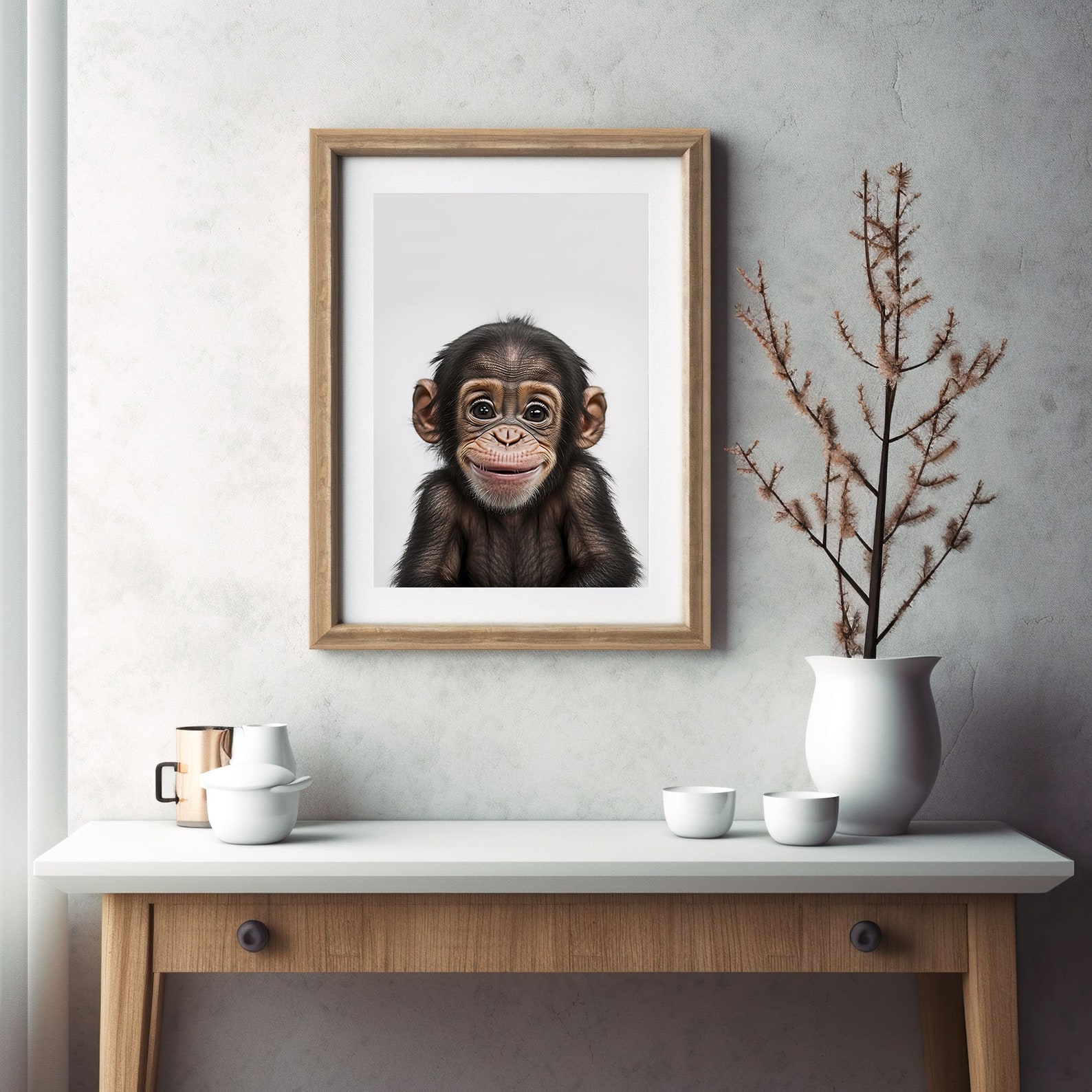 Baby Chimpanzee Wall Art | Cute Animal Print | Printable Digital ...