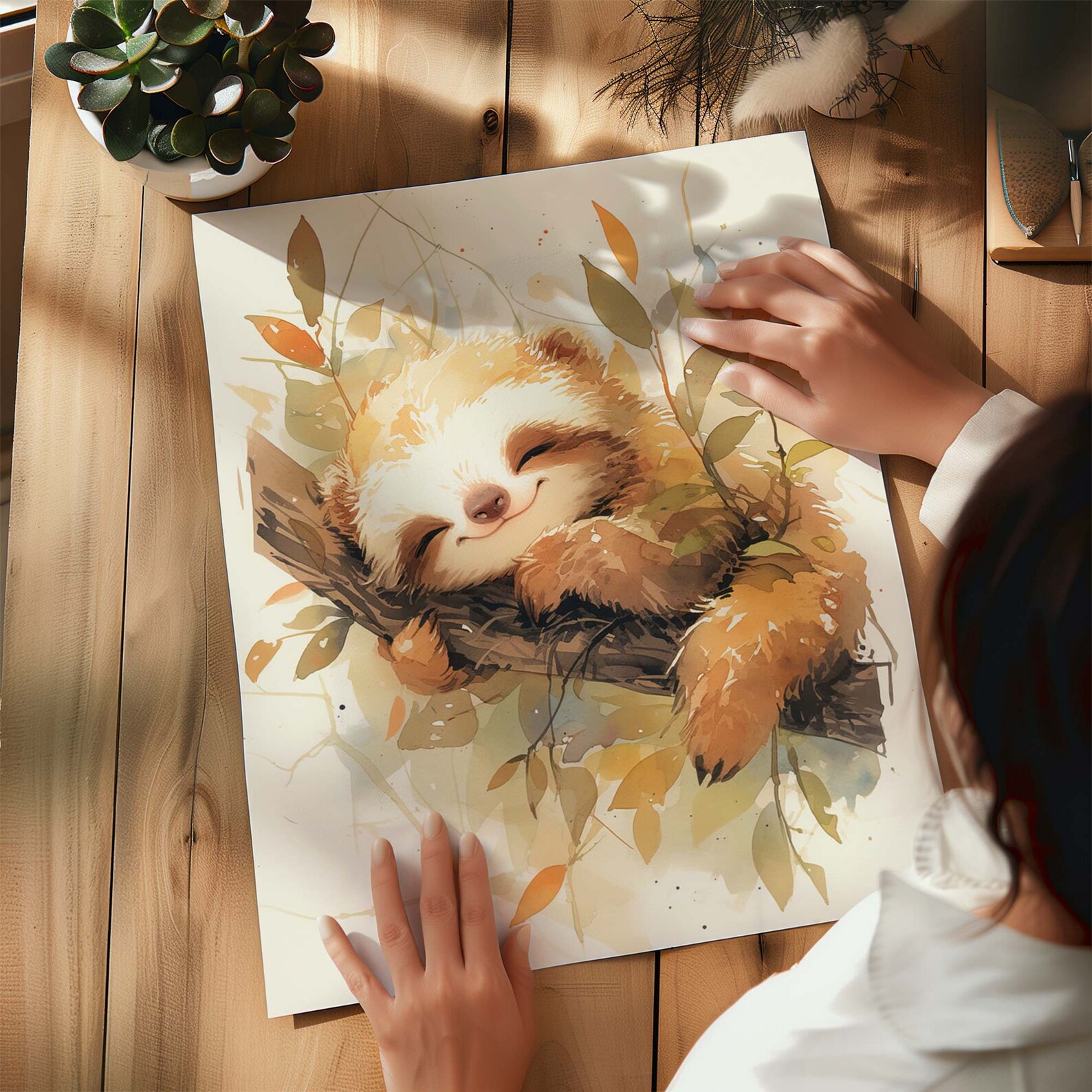 Cute Sleeping Baby Sloth Digital Print | Kids' Room Printable Wall Art ...