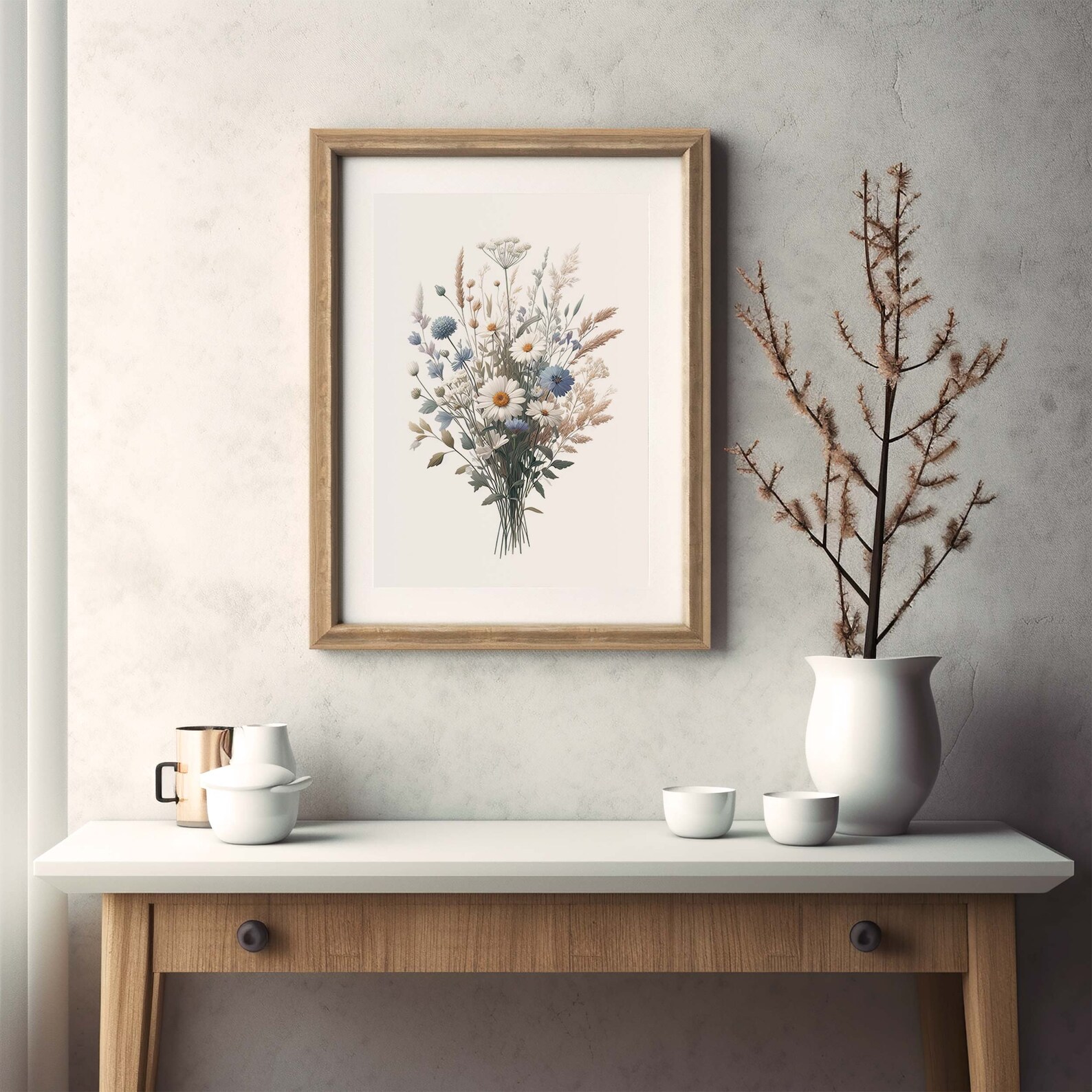Farmhouse Printable Wall Art | Blue and White Flowers Digital Print ...