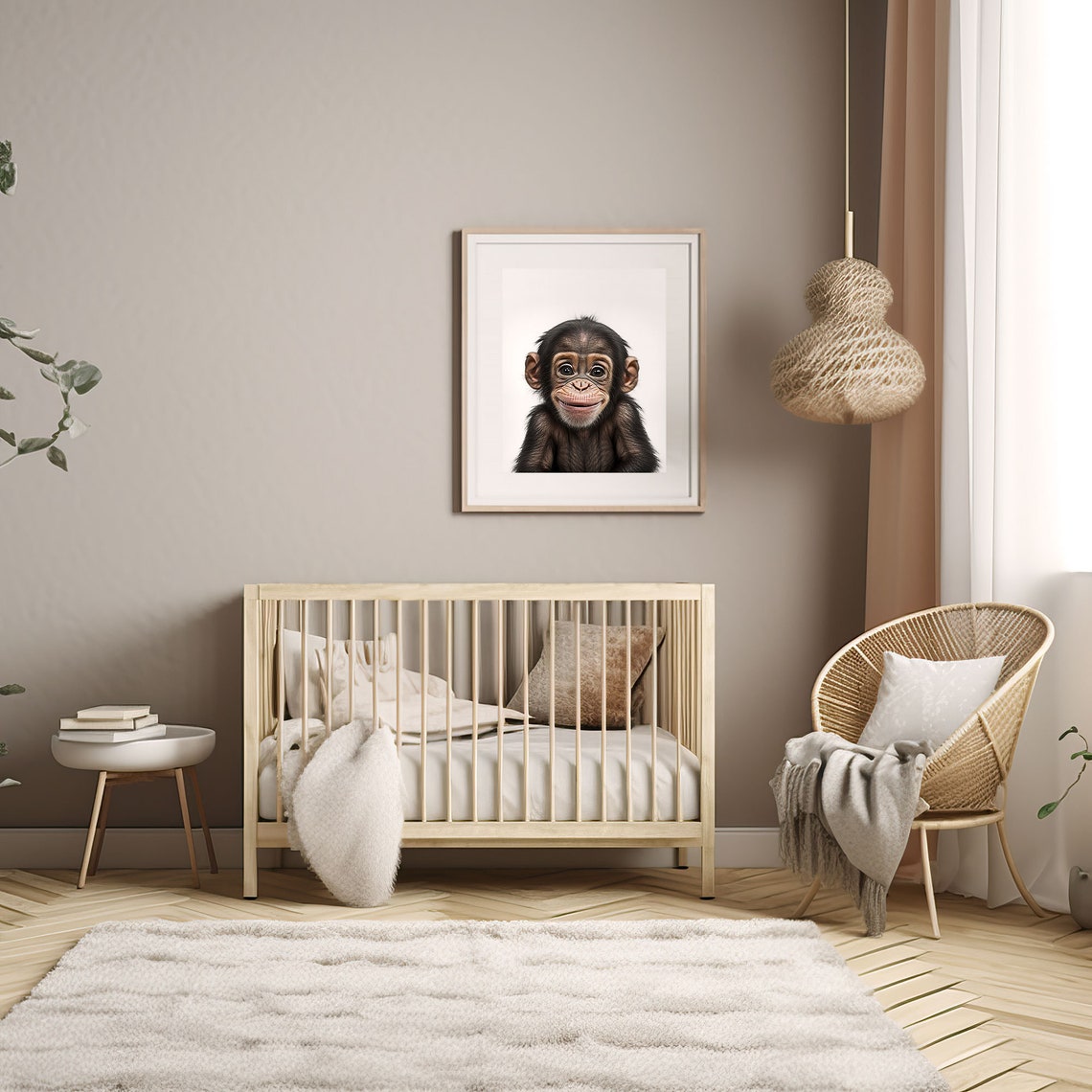 Baby Chimpanzee Wall Art | Cute Animal Print | Printable Digital ...