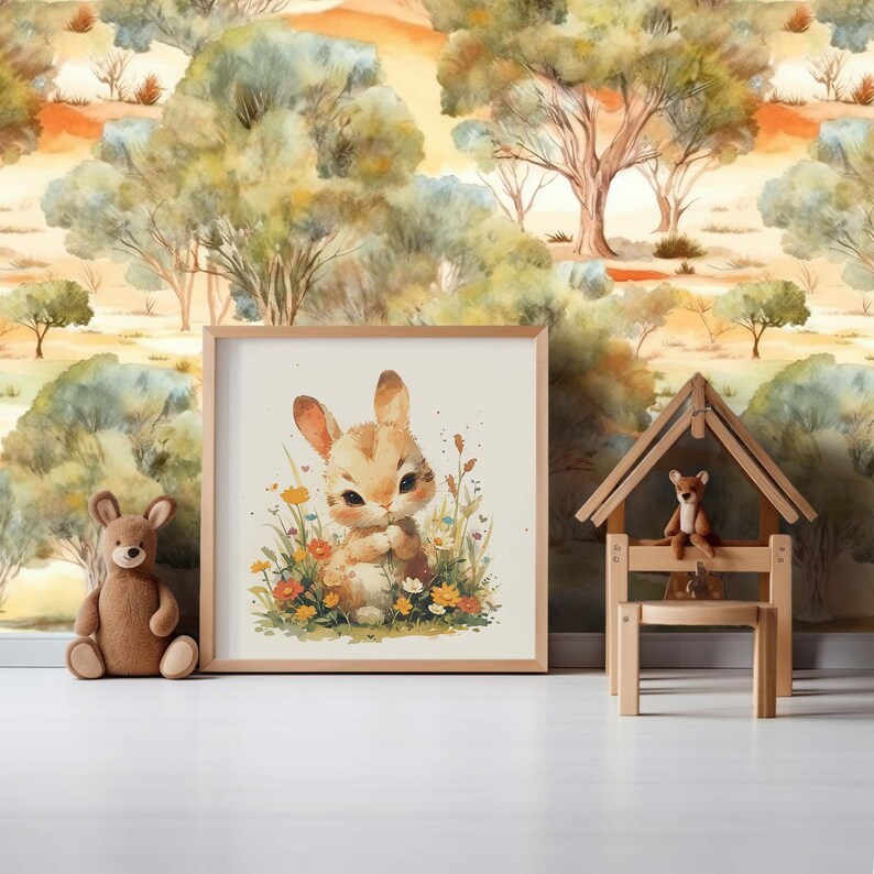 Cute Baby Bunny Printable Wall Art | Child's Room Wall Decor | Digital ...