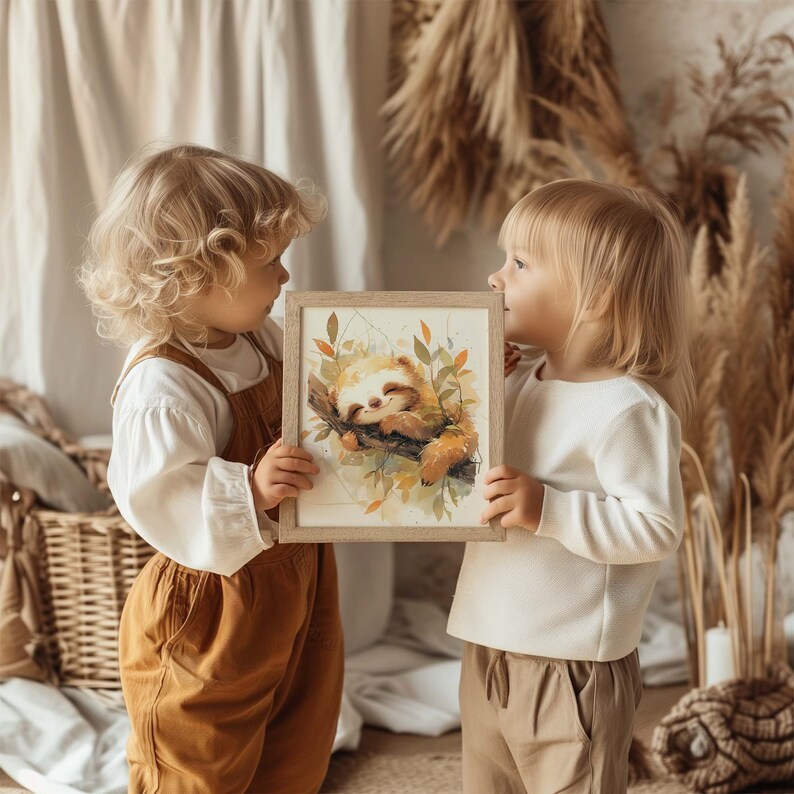 Cute Sleeping Baby Sloth Digital Print | Kids' Room Printable Wall Art ...