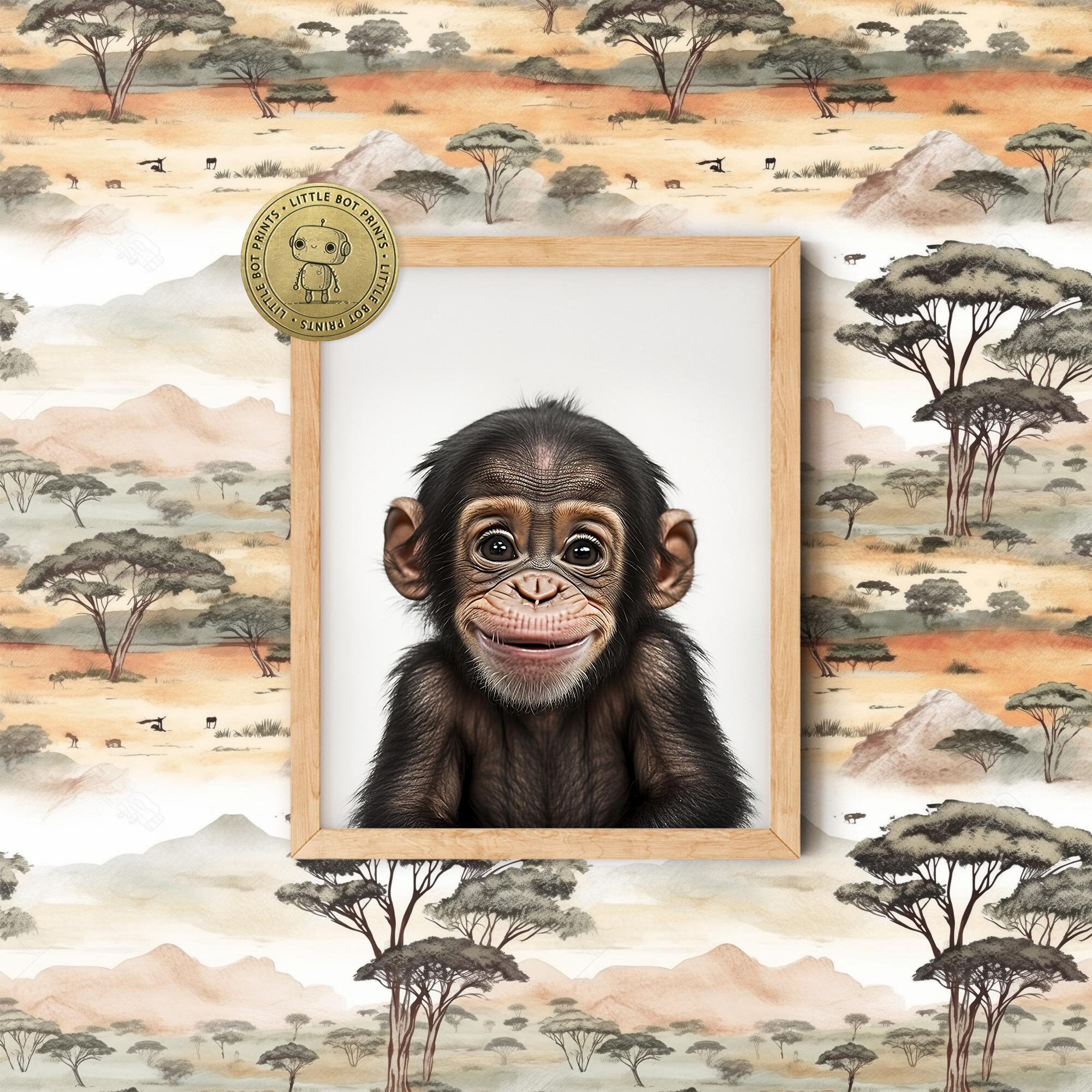 Baby Chimpanzee Wall Art | Cute Animal Print | Printable Digital ...
