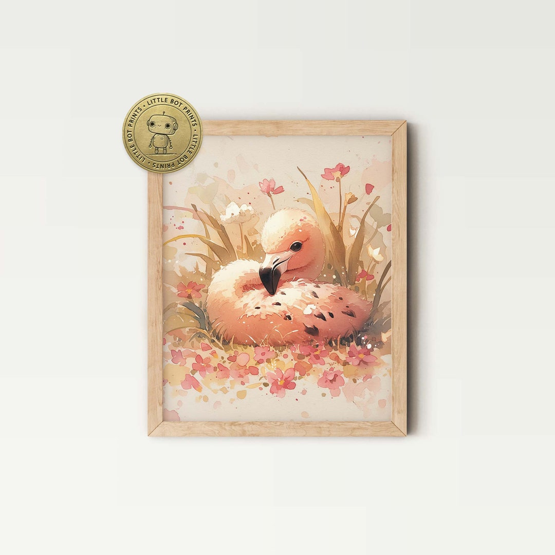 Little Pink Flamingo Wall Art | Printable Instant Download High Quality ...