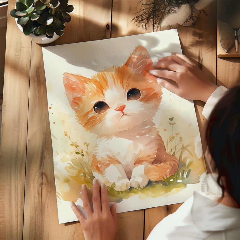 Cute Baby Cat Printable Wall Art | Child's Room Wall Decor | Digital ...