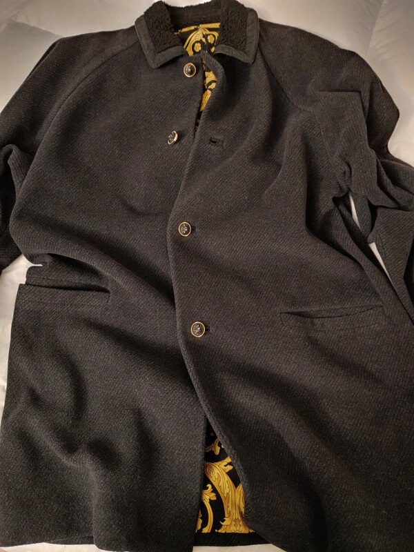 GIANNI VERSACE Vintage Men Coat Jacket Wool Versus Rare NOS 90s Size L ...