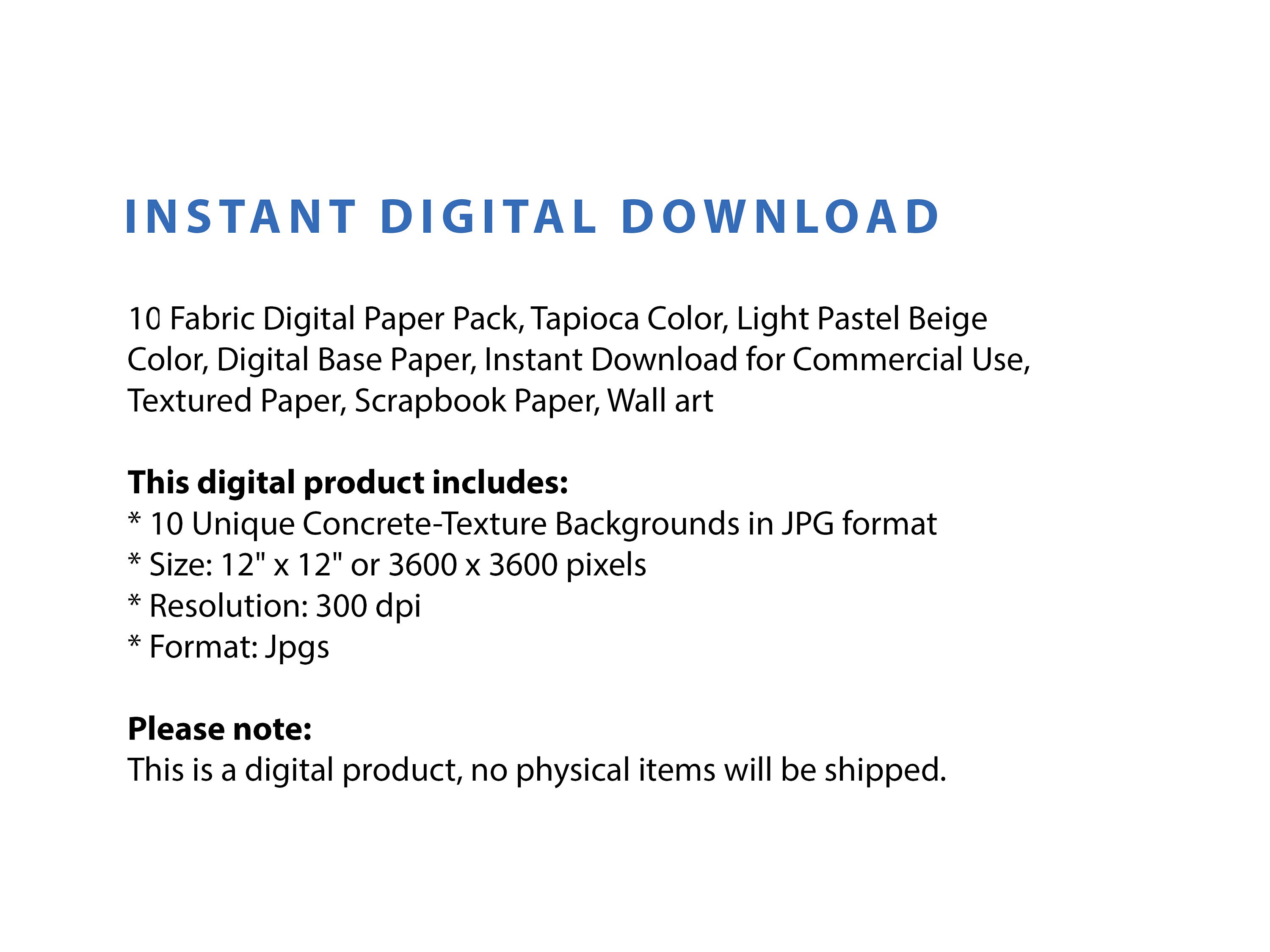 10 Fabric Digital Paper Pack, Tapioca Color, Light Pastel Beige Color ...