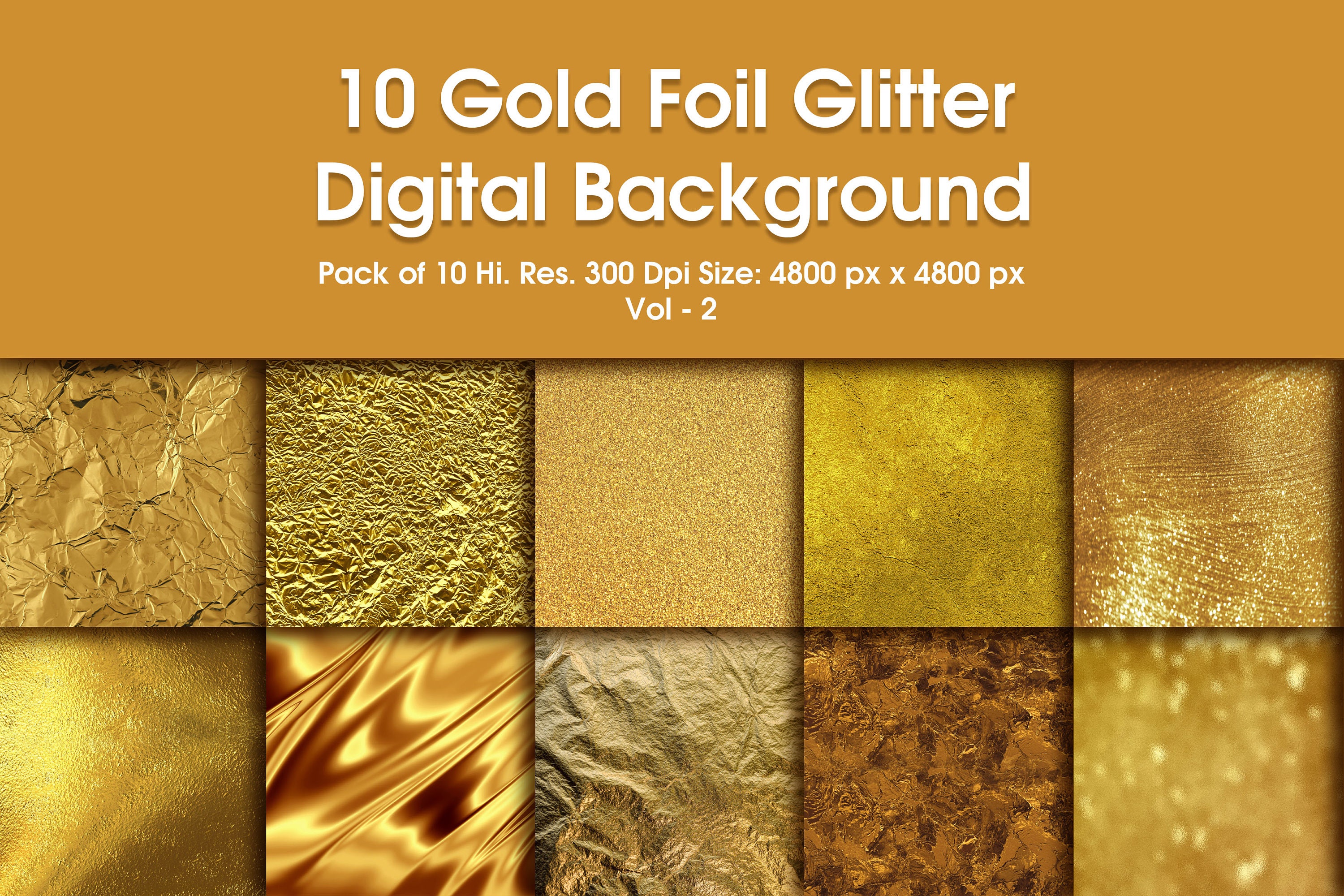 10 Gold Foil Glitter Digital Background, Gold Digital Texture Paper ...