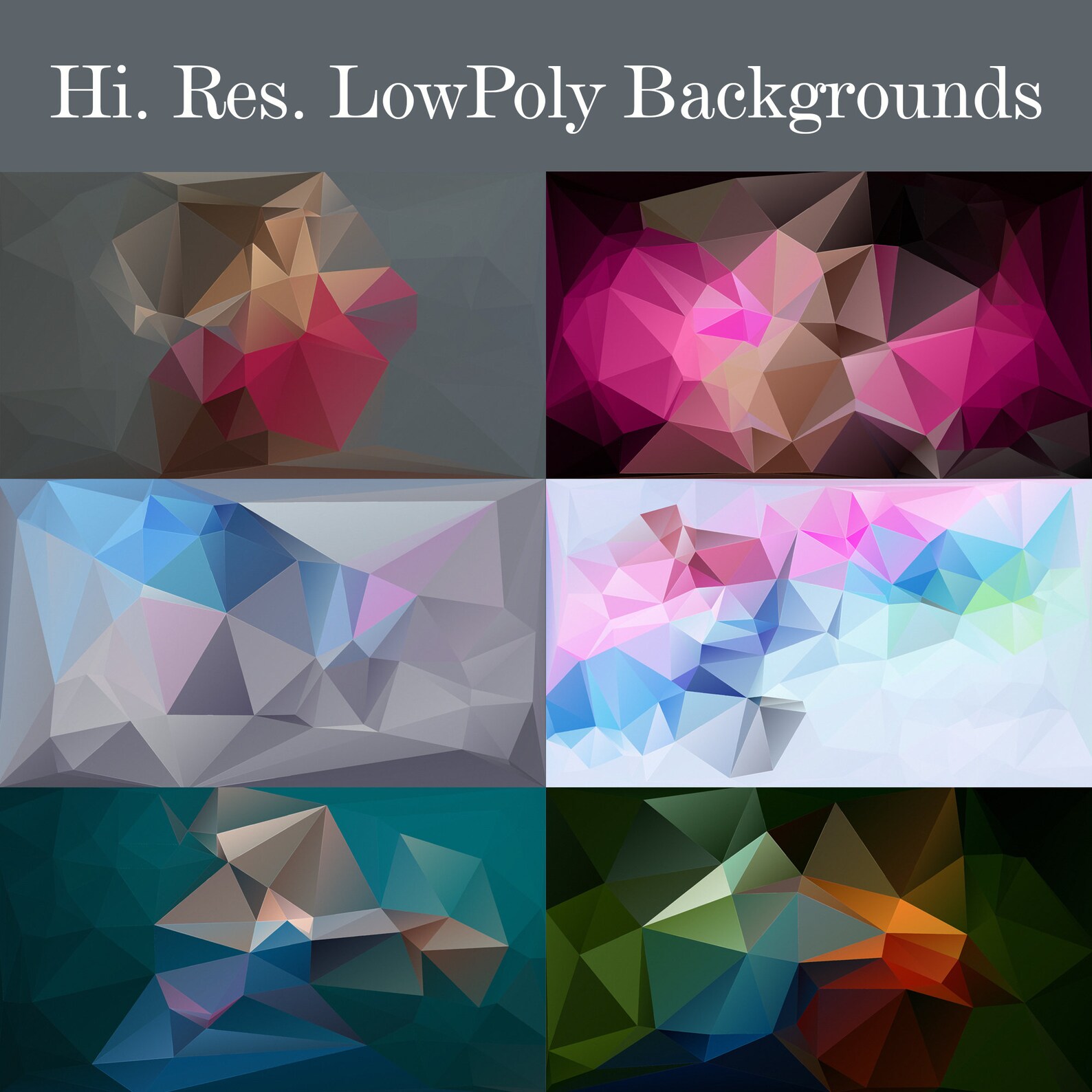 50 Low Poly Digital Paper Pack, Low Poly Digital Paper, Printable ...