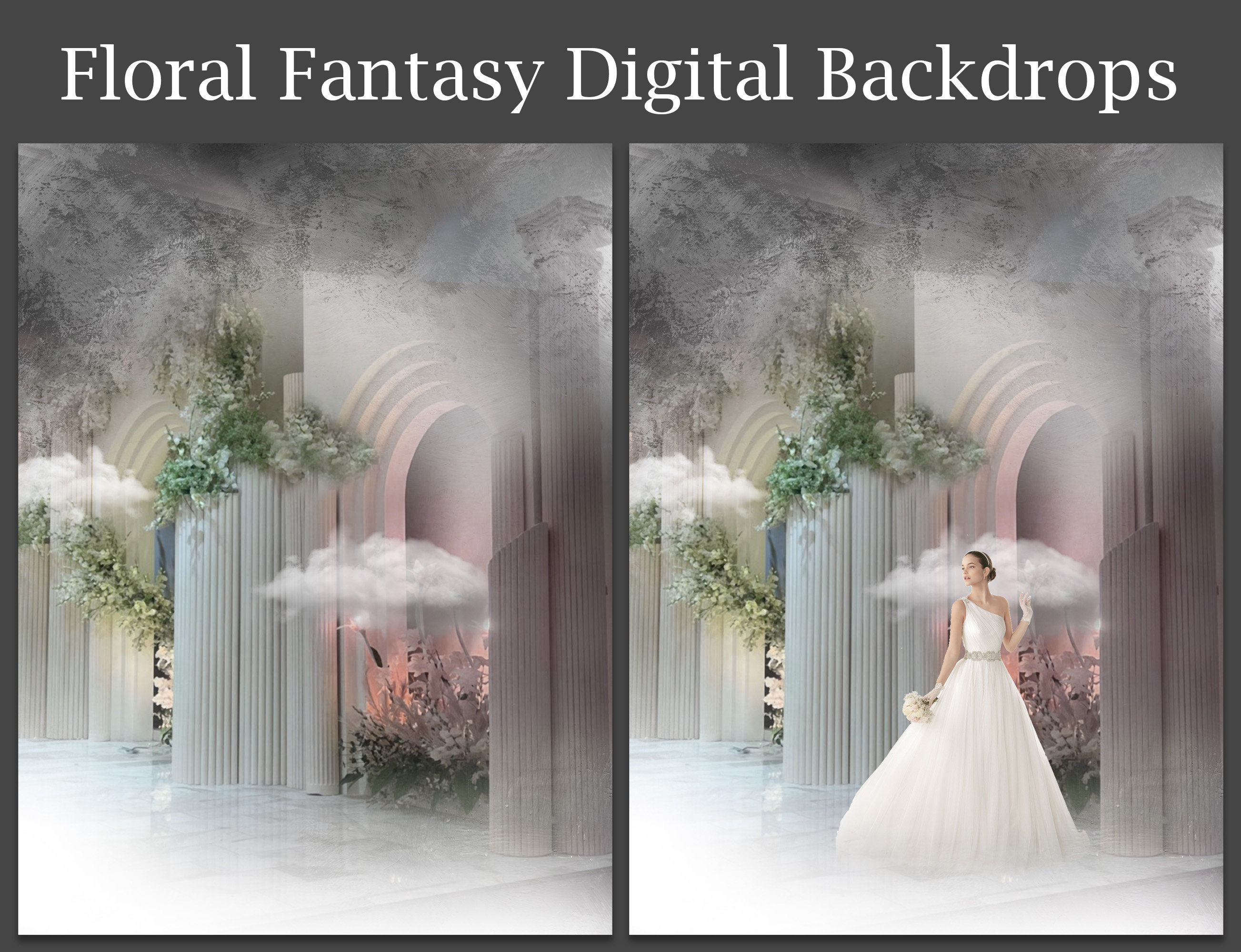 3 Digital Backdrops Floral Digital Grounds Wedding Photo Backdrop ...