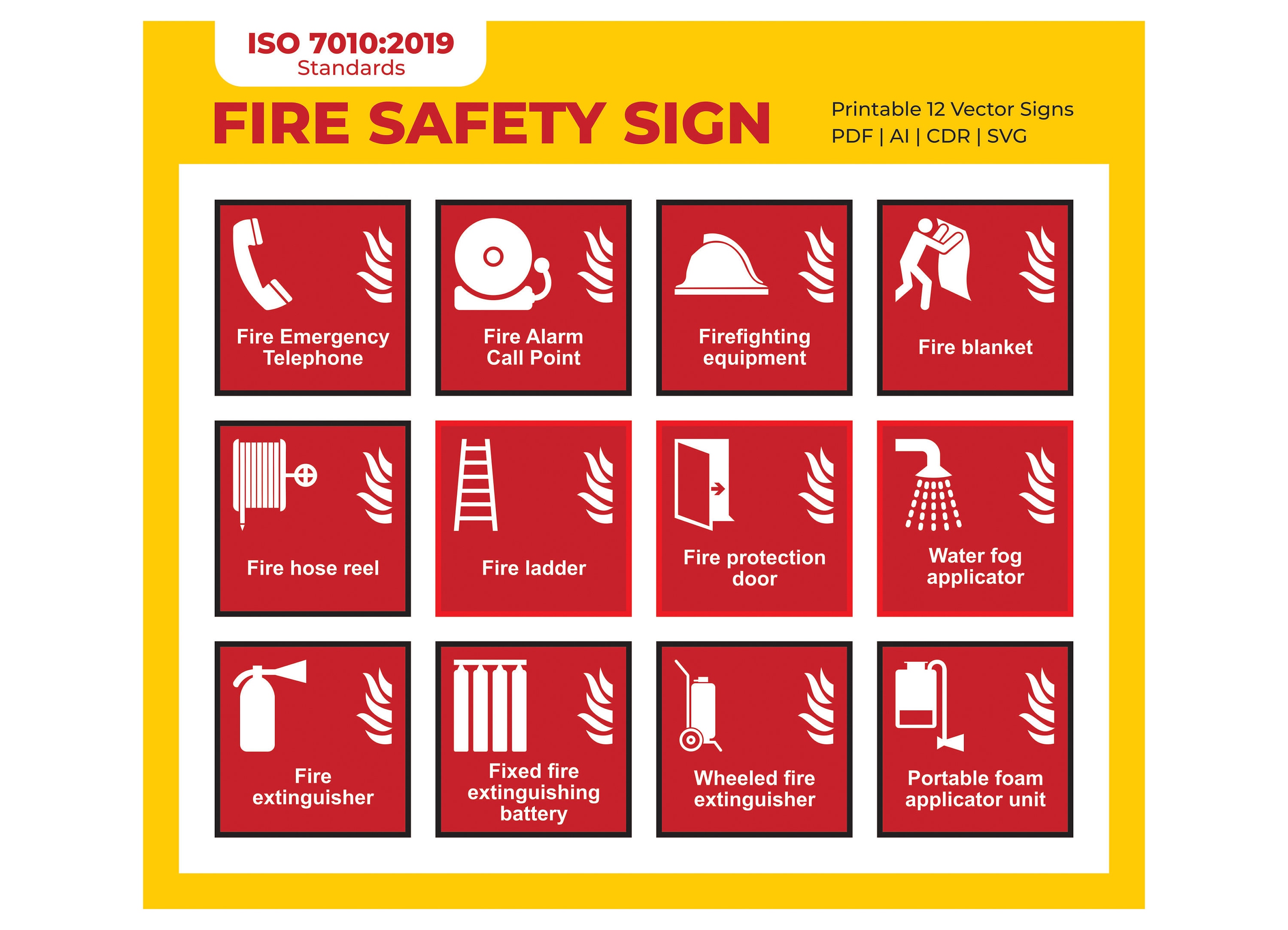 Safety Signage Vector Bundle | Fire Safety Sign | Fire Signage | First ...