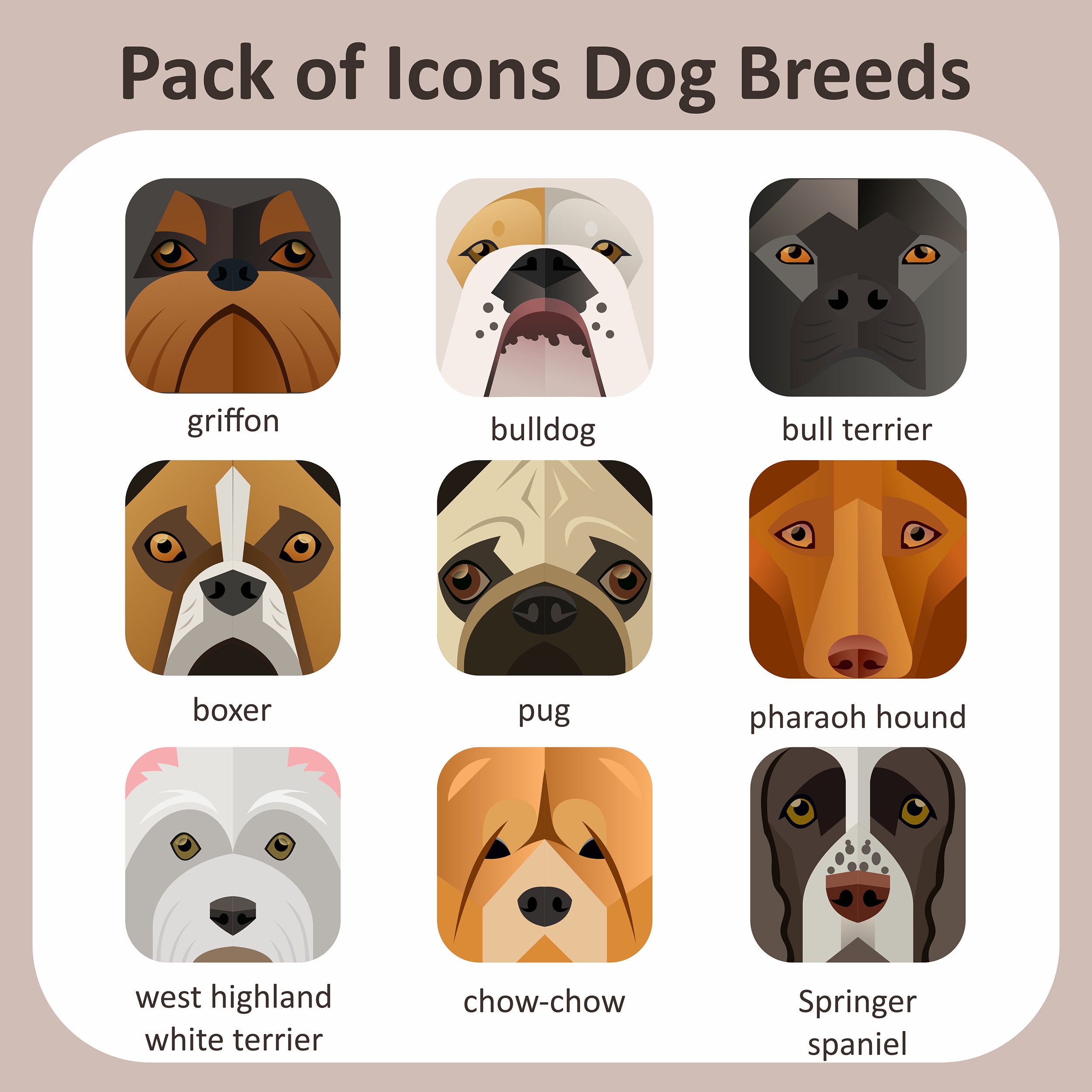 Dog Breeds Icon Dog Digital Sticker Dog Svg Dog Printable Dog Love Dog ...