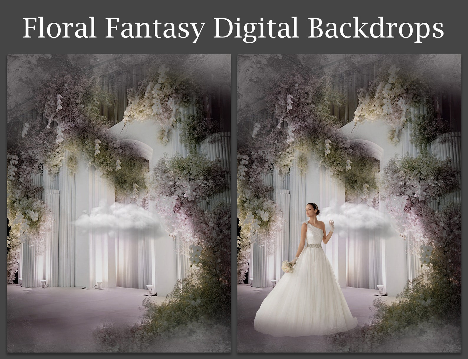 3 Digital Backdrops | Floral Digital Grounds | Wedding Photo Backdrop ...