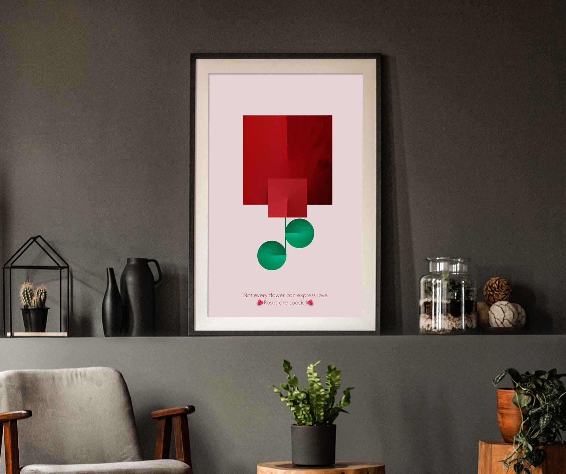 Red Rose Print Romanic Flower Abstract Wall Art Flower - Etsy