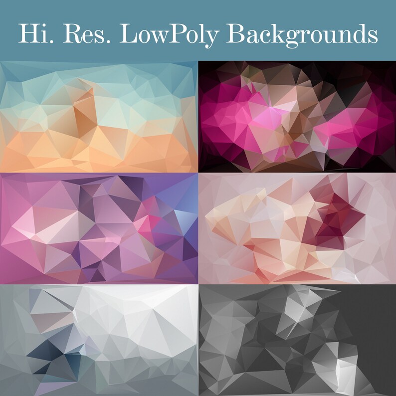 50 Low Poly Digital Paper Pack, Low Poly Digital Paper, Printable ...