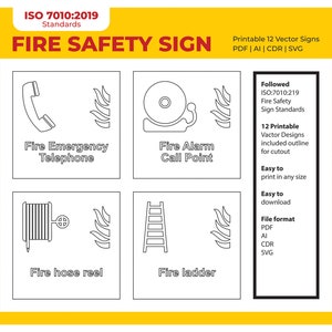 Safety Signage Vector Bundle | Fire Safety Sign | Fire Signage | First ...