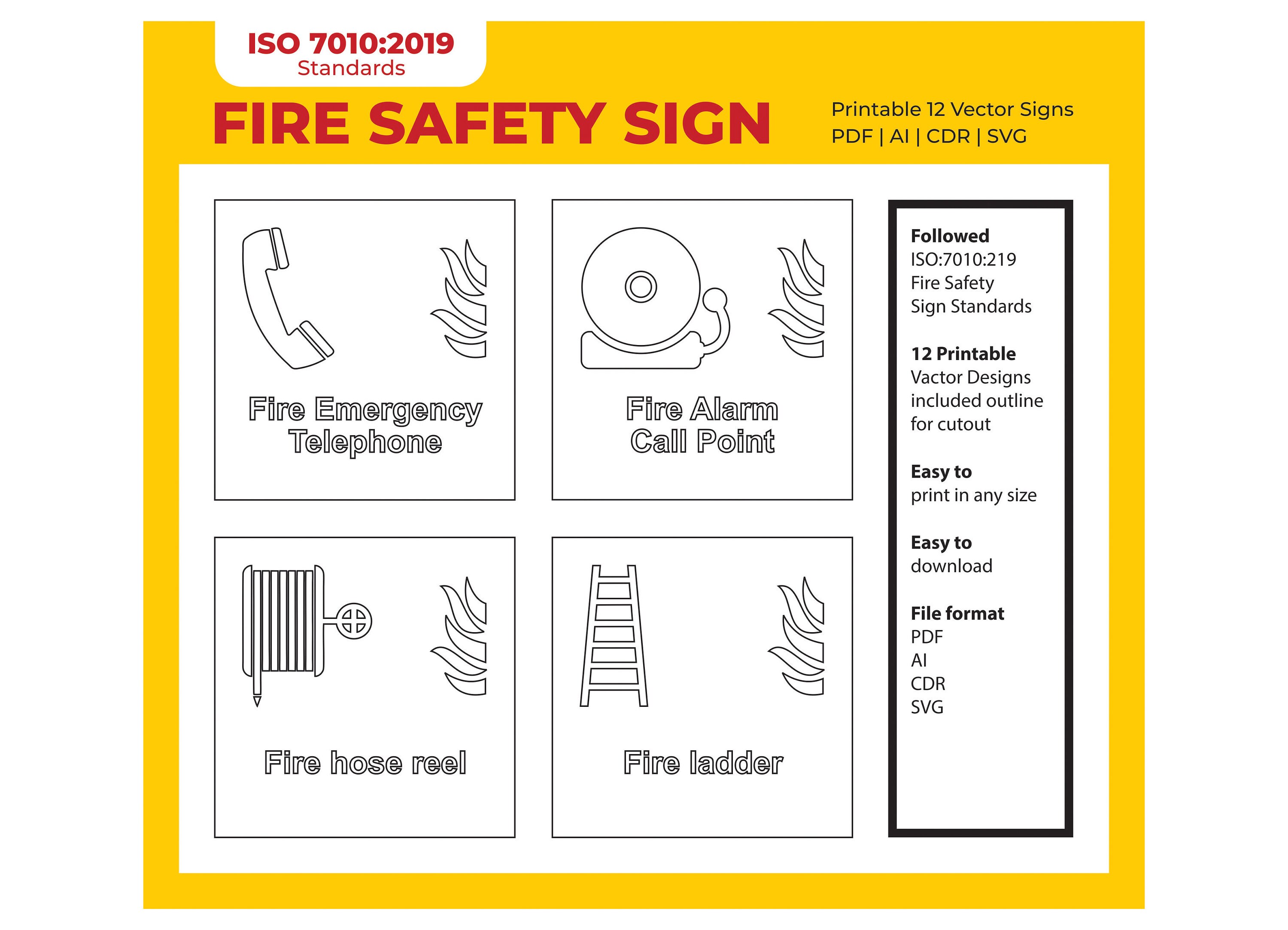 Safety Signage Vector Bundle | Fire Safety Sign | Fire Signage | First ...