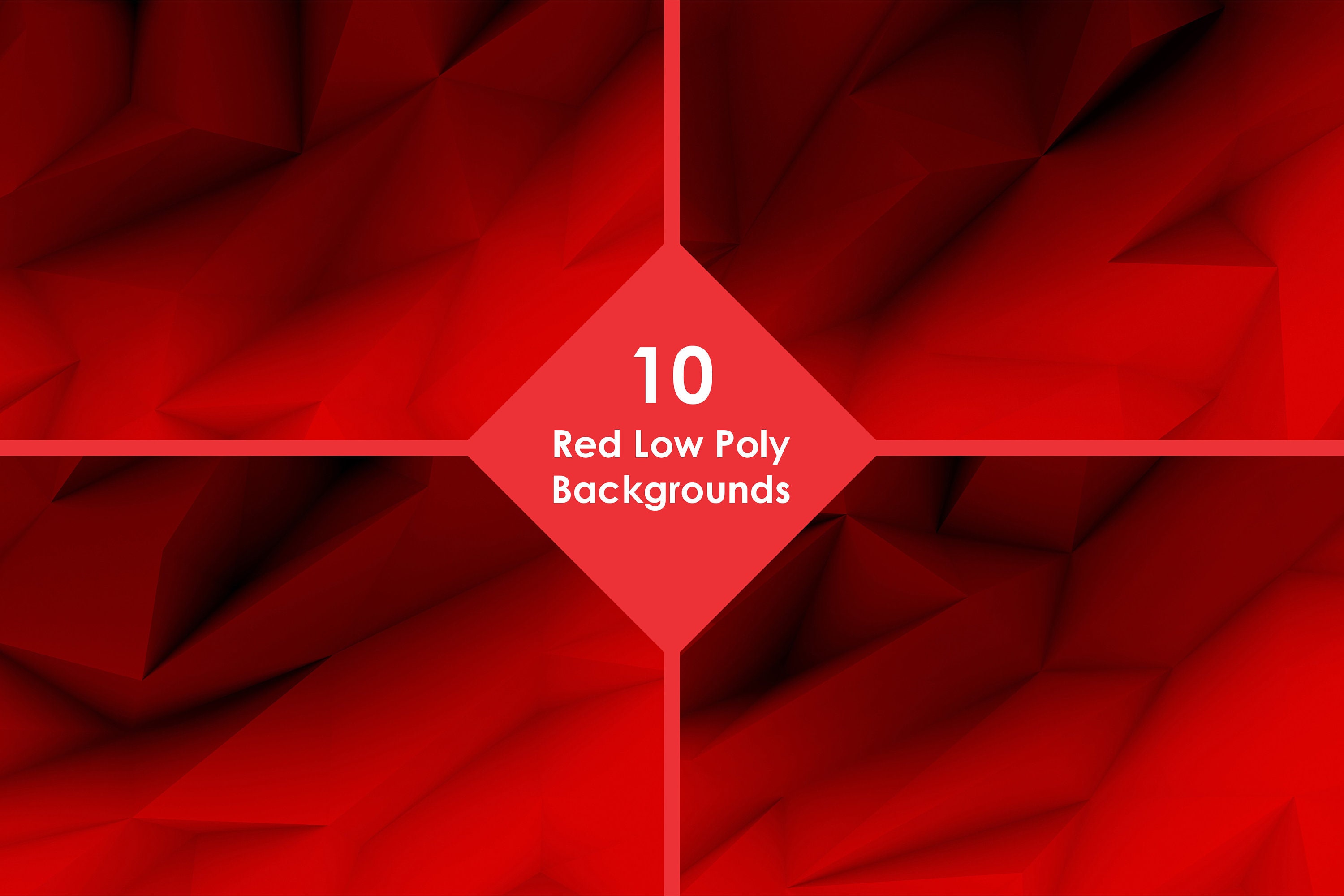 10 Low Poly Digital Paper Pack, Red Low Poly, Red Digital Base Paper ...