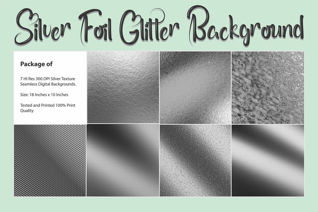Silver Foil Glitter Digital Paper, Silver Digital Texture Paper Gray ...