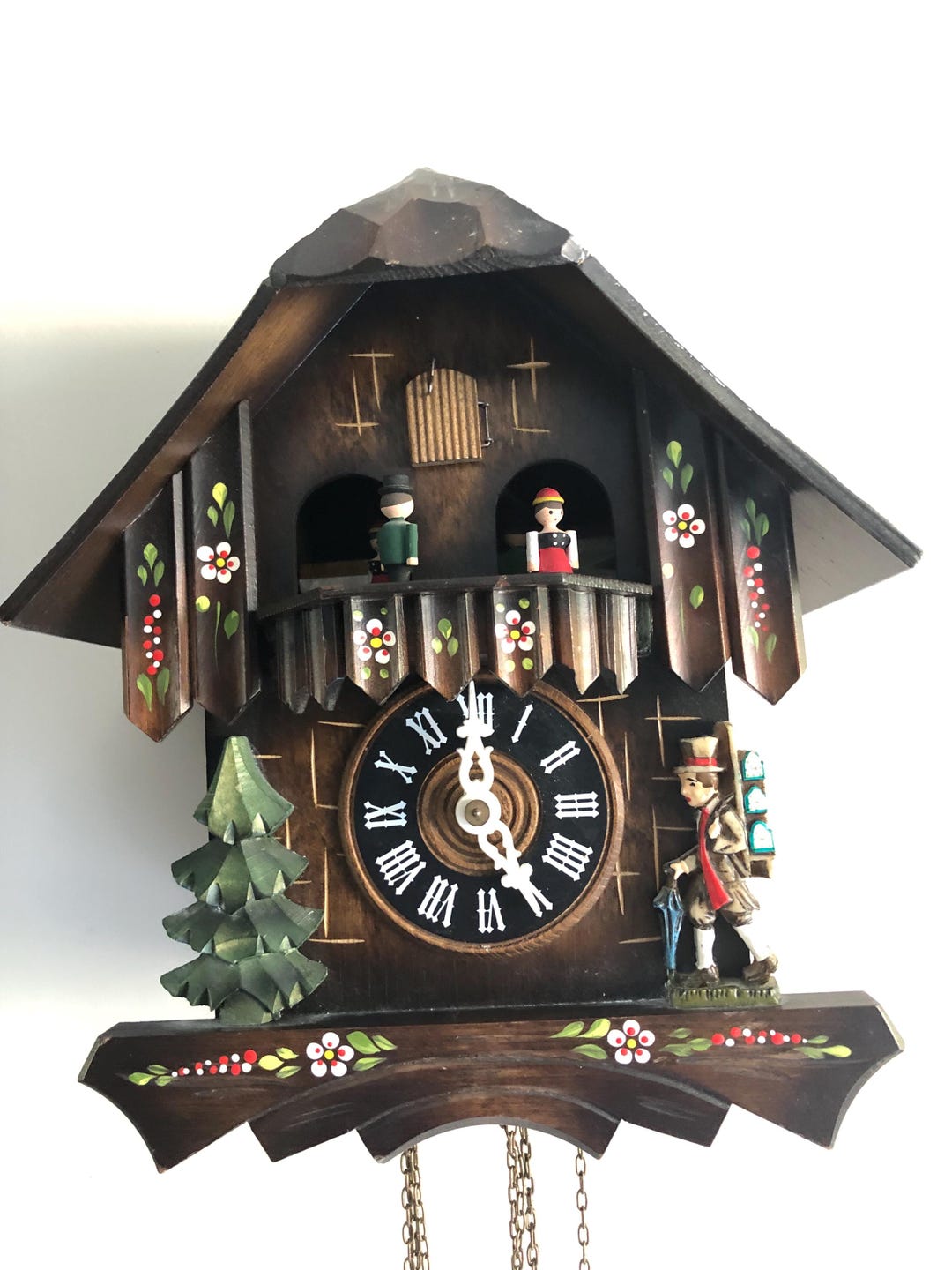 Vintage Swiss Cuendet Cuckoo Clock Named Woodcutter Boy’s March Plays ...