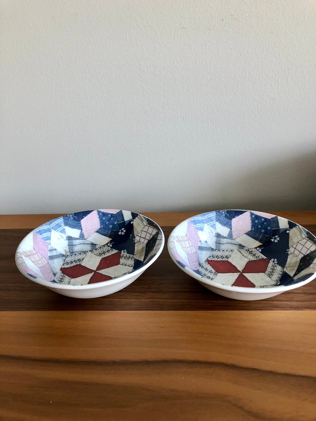 2 Ralph Lauren Patchwork Cereal Bowls Made by Wedgwood England - Etsy