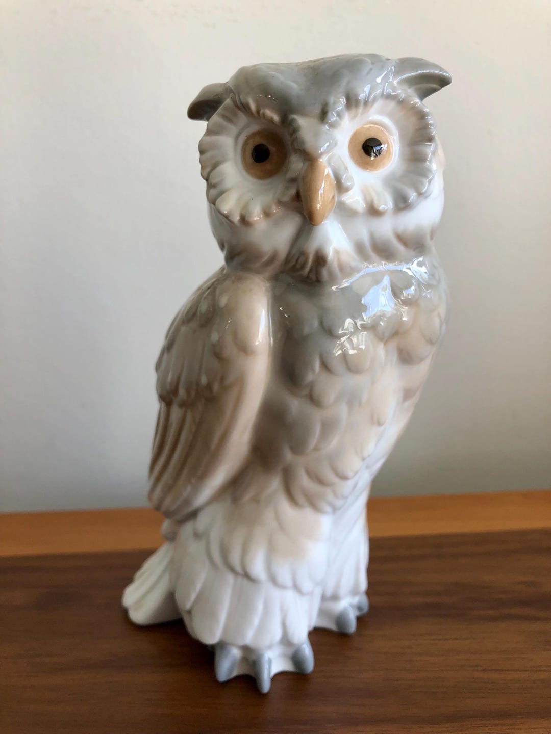 Vintage Nao Lladro Porcelain Short Eared Owl Figurine Grey / White ...