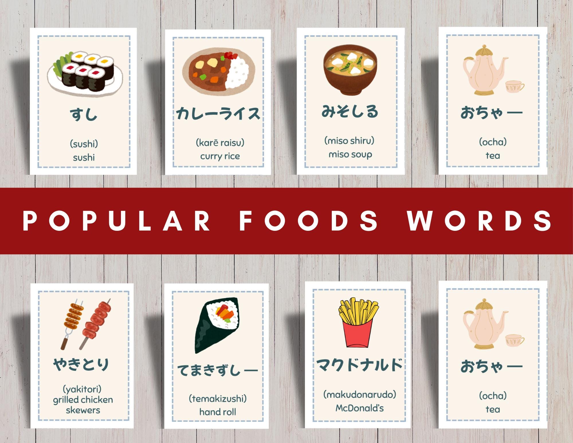 Printable Japanese Flashcards: Beginner Vocabulary (digital Download ...