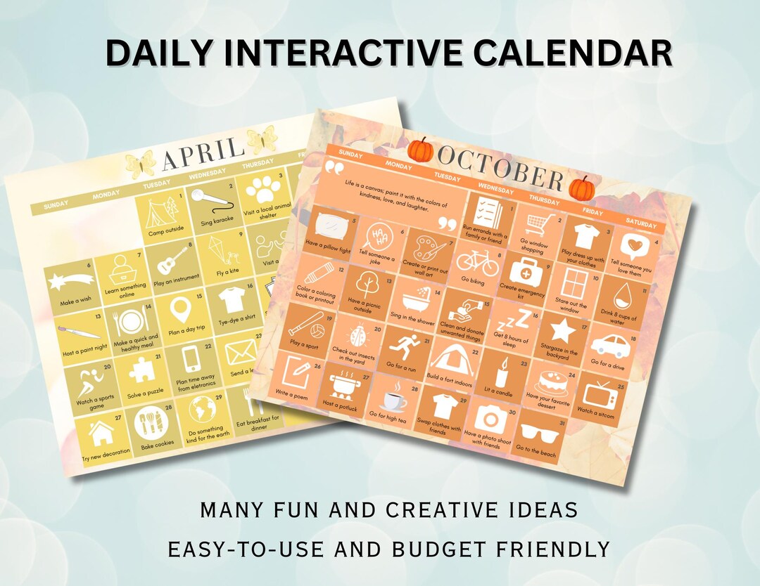 2025 Daily Activities Calendar, Interactive Schedule for Kids, Daily ...
